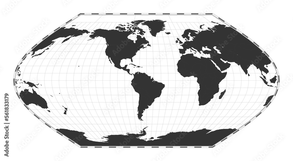 Vector world map. Eckert V projection. Plain world geographical map ...