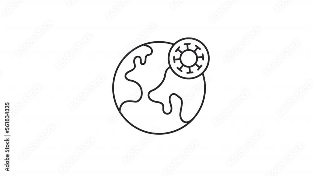 Animated pandemic linear icon. Mass diseases. Spreading virus. Public ...