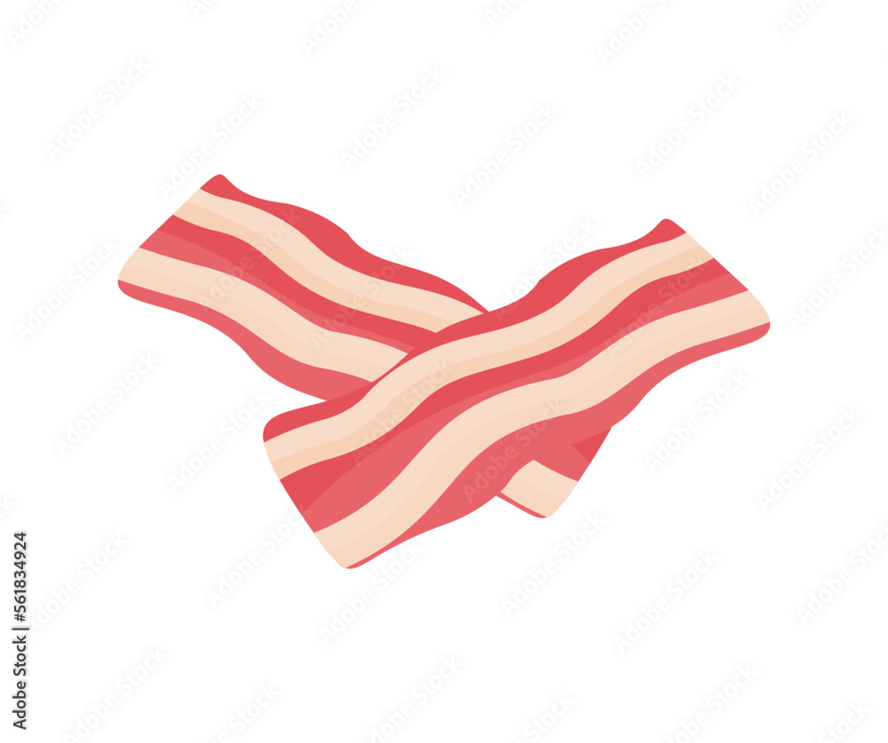 Bacon strips realistic food logo design. Traditional breakfast ...