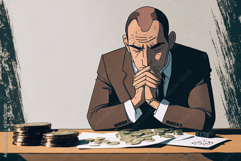 ai midjourney generated comic illustration of a manager looking ... ai midjourney generated comic illustration of a manager looking ...