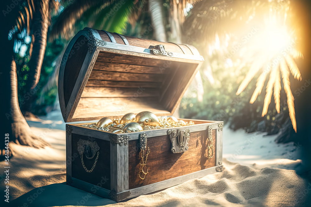 Fantastic picture of the treasure chest in majestic places of the ...