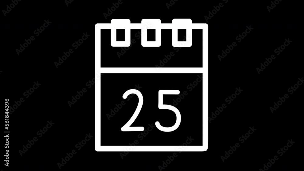Vidéo Stock Animated flat Christmas Icons Calendar 25 on black ...