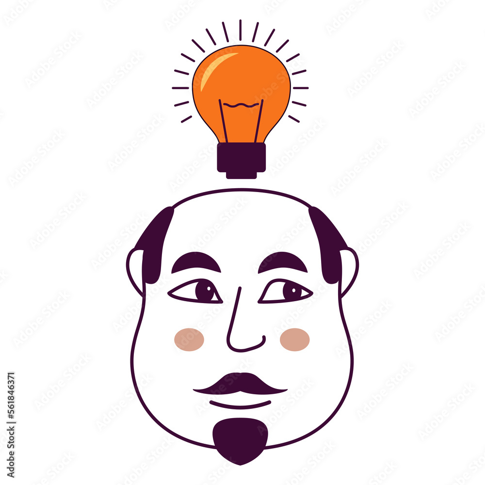 Insight icon.Guy happy with great idea.Having brilliant idea.Came up ...