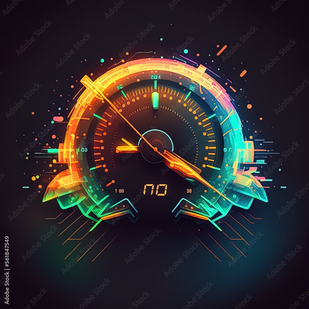 Futuristic speedometer concept design featuring vibrant glowing lines ...
