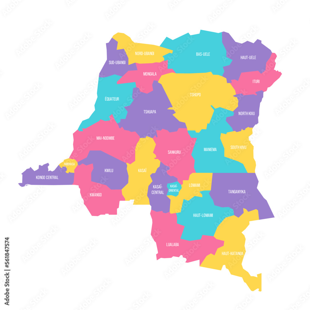 Democratic Republic of the Congo political map of administrative ...