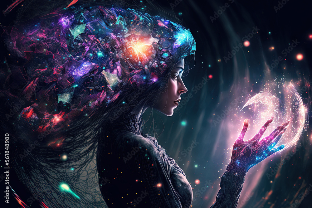 Woman touching The metaverse universe,Digital transformation conceptual ...