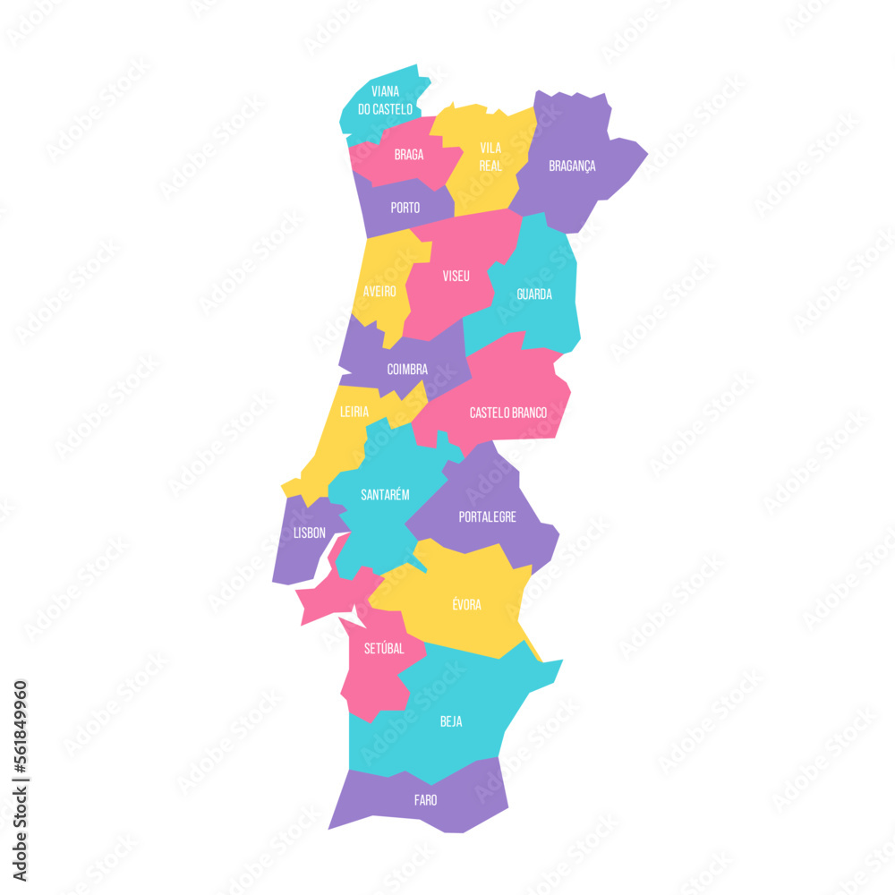 Portugal political map of administrative divisions - districts ...