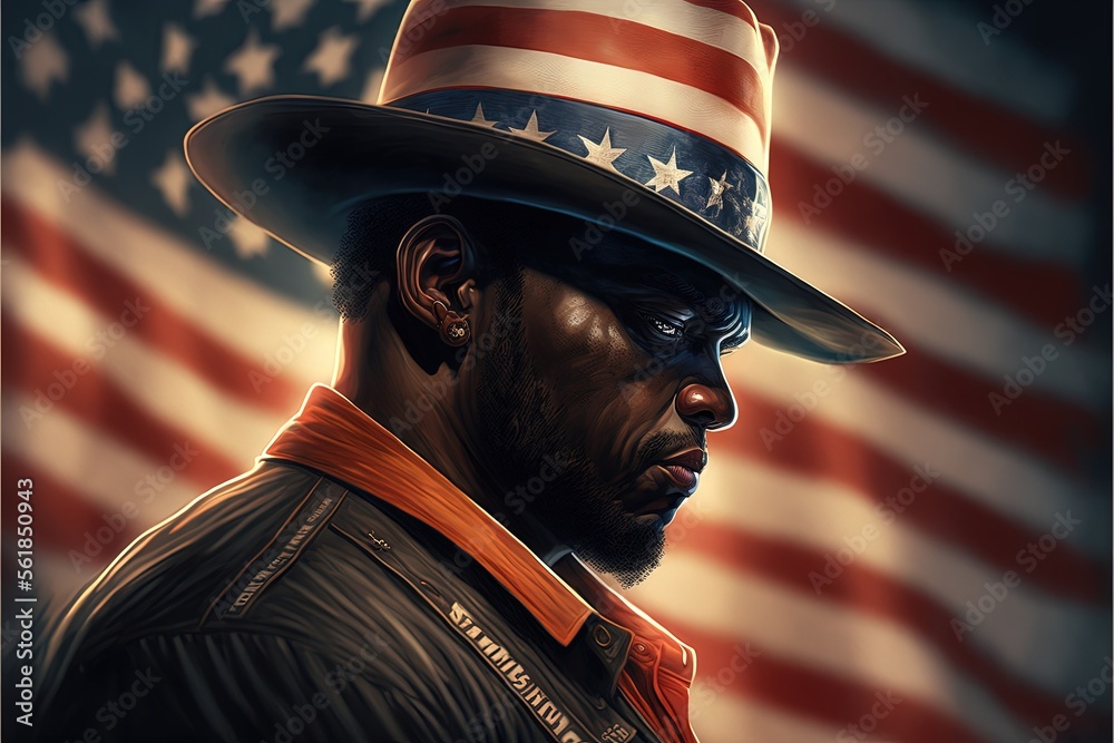 American guy wearing USA flags colors and patterns demonstrating the ...