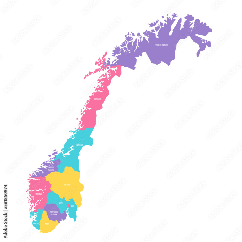 Norway political map of administrative divisions - counties and ...