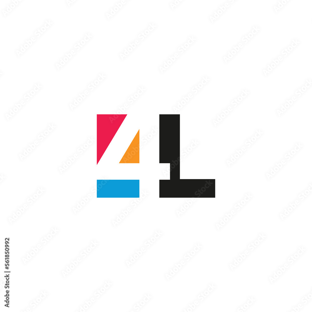 Number 4 and letter L symbol. Vector Stock Vector | Adobe Stock