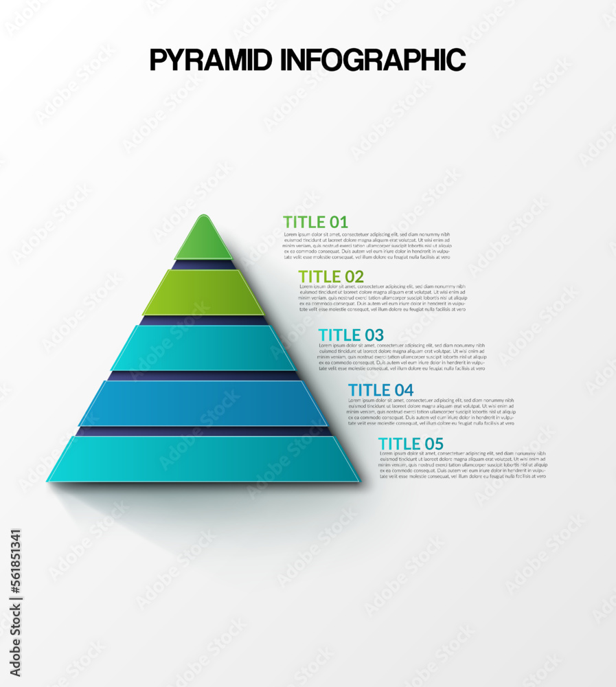 Pyramid infographic template vector with 5 lists, options, and levels ...