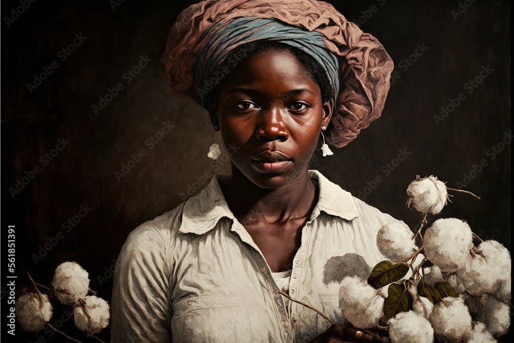 black woman cotton collector generative ai portrait Stock Illustration ...