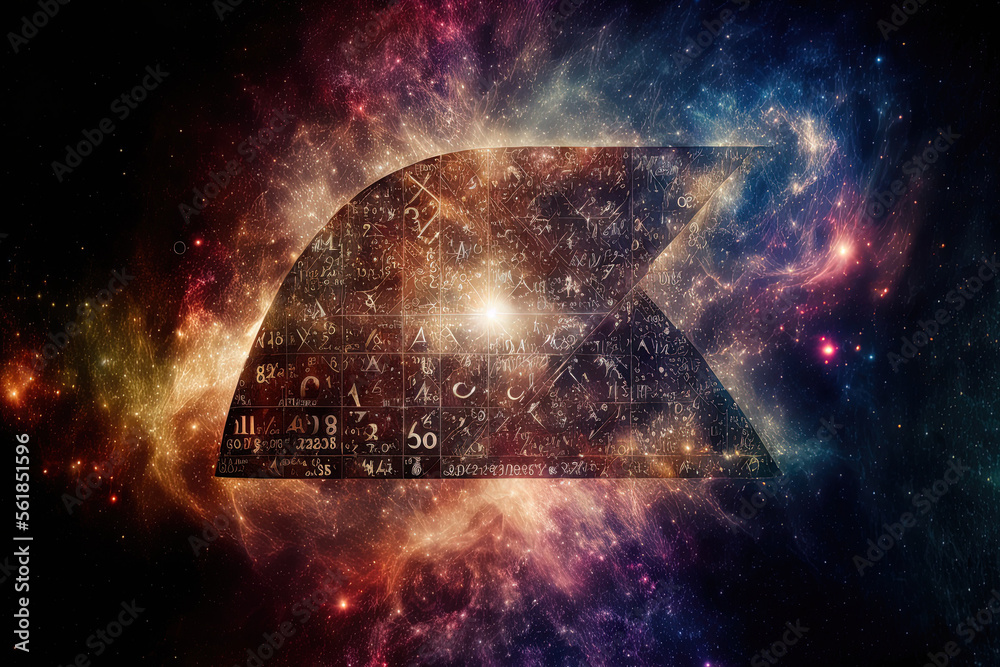 Mathematical and physical formulas against the background of a galaxy ...