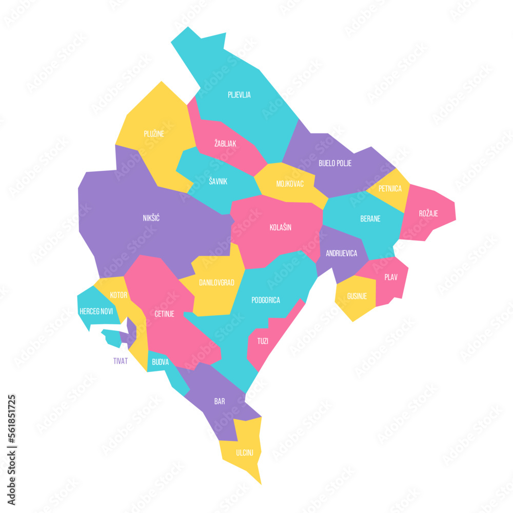Photo & Art Print Montenegro political map of administrative divisions ...
