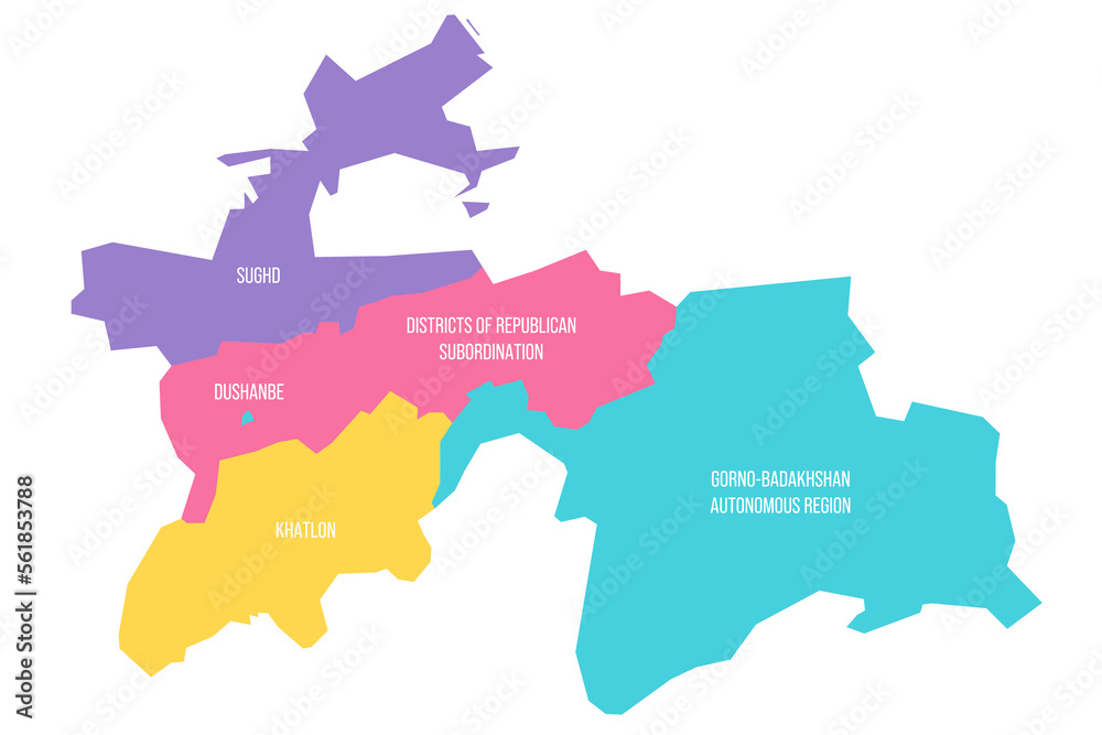 Tajikistan political map of administrative divisions - regions ...