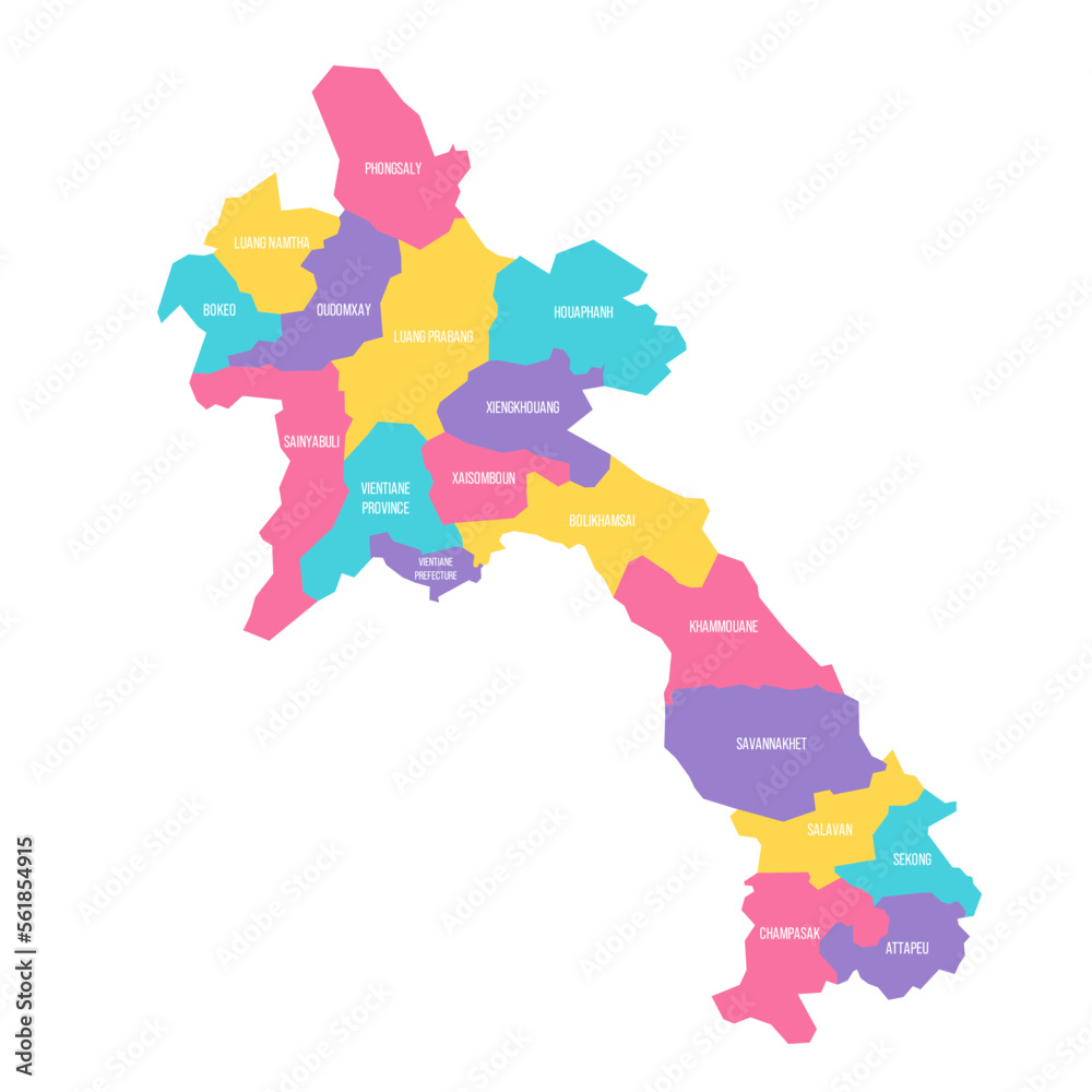 Laos political map of administrative divisions - provinces and ...