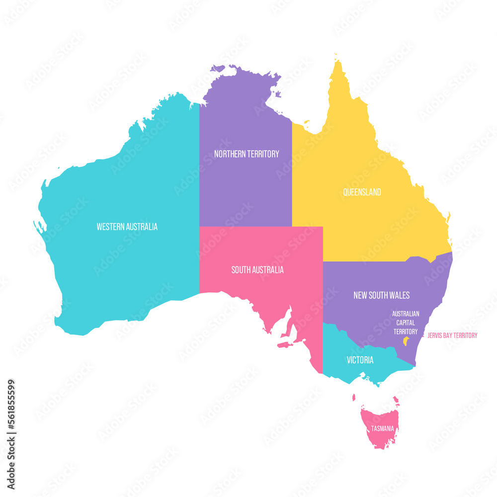 Australia political map of administrative divisions - states and ...