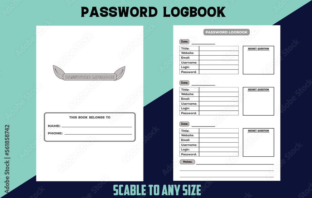 Password tracker log book KDP interior. Website information and ...