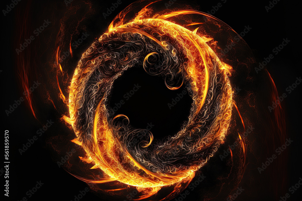 Fire creates infinity shapes when it burns. The orange from the flame ...