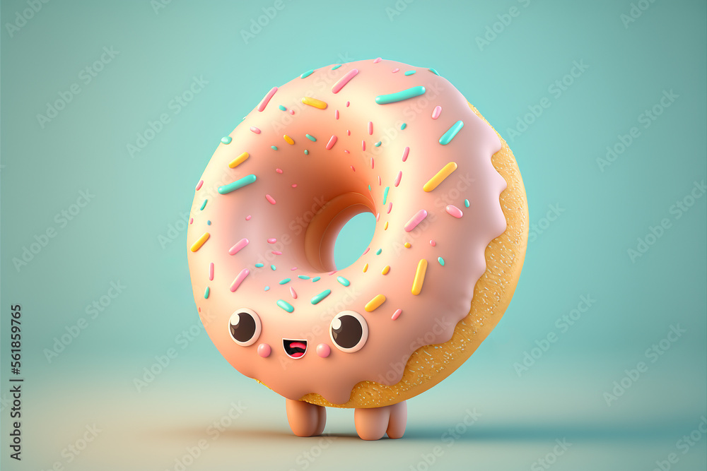 cute donut character on clear background, AI generate Stock ...