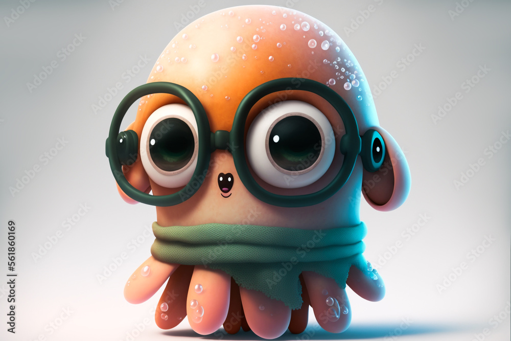 cute squid character on clear background Stock Illustration | Adobe Stock