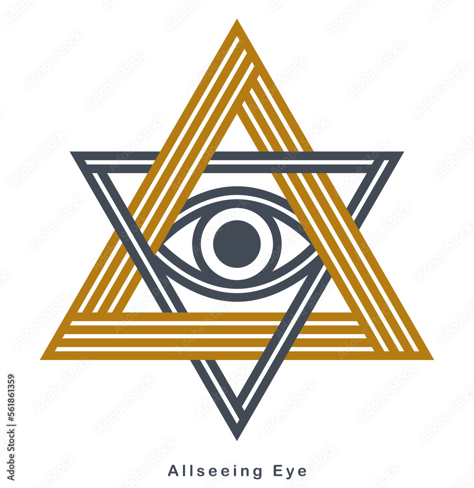 All seeing eye in triangle pyramid vector ancient symbol in modern ...