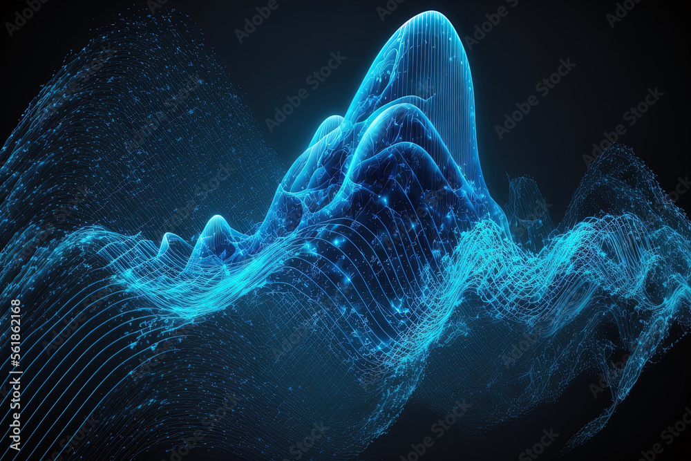 security environment for cyberspace. Abstract blue sound wave flow in ...