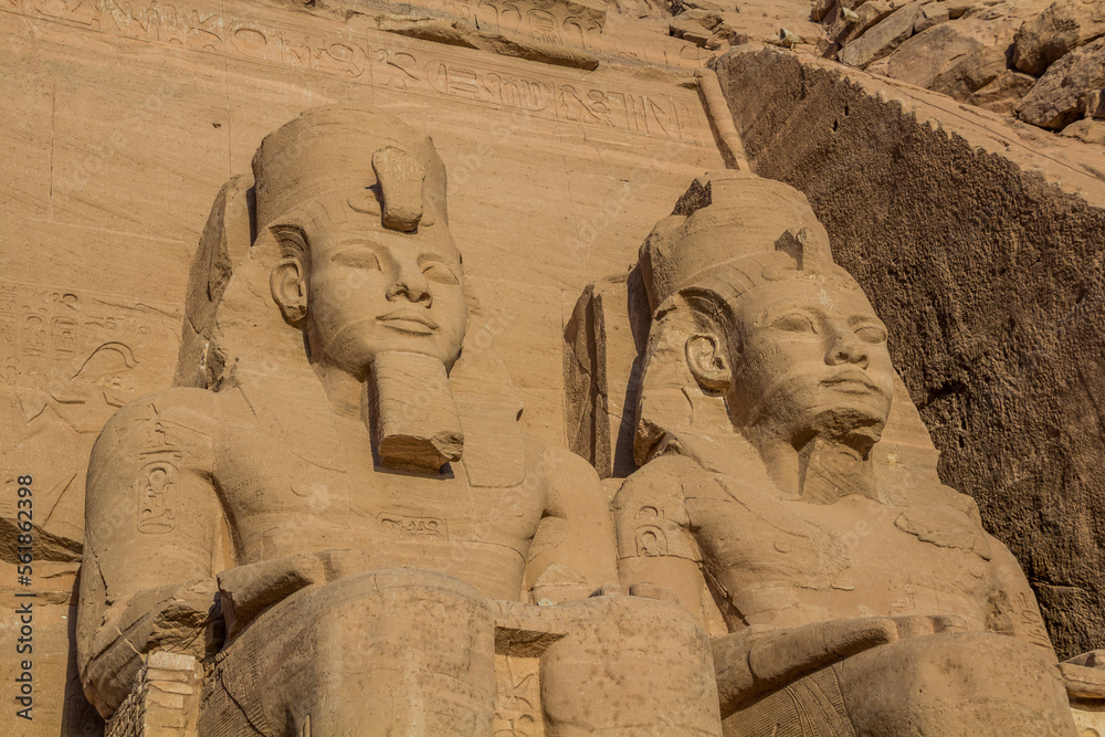 Ramesses II statues at the Great Temple of Ramesses II in Abu Simbel ...