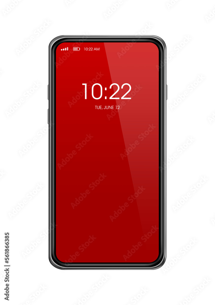 Red smartphone mockup isolated on transparent background. 3D ...