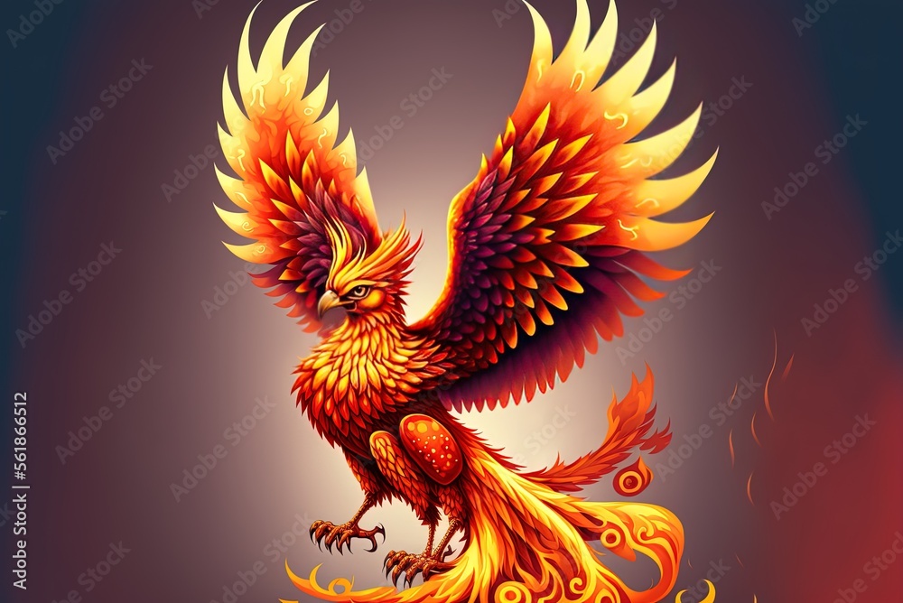 cartoon version of the mythical phoenix bird. Generative AI Stock ...