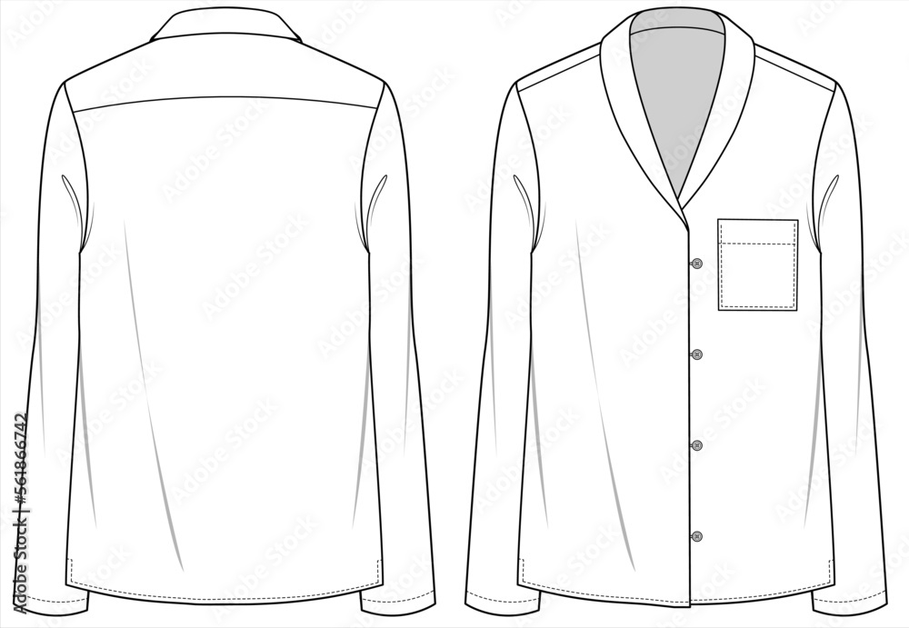 SHAWL COLLAR LONGT SLEEVES WITH PATCH POCKET DETAIL SLEEP WEAR TOP IN ...