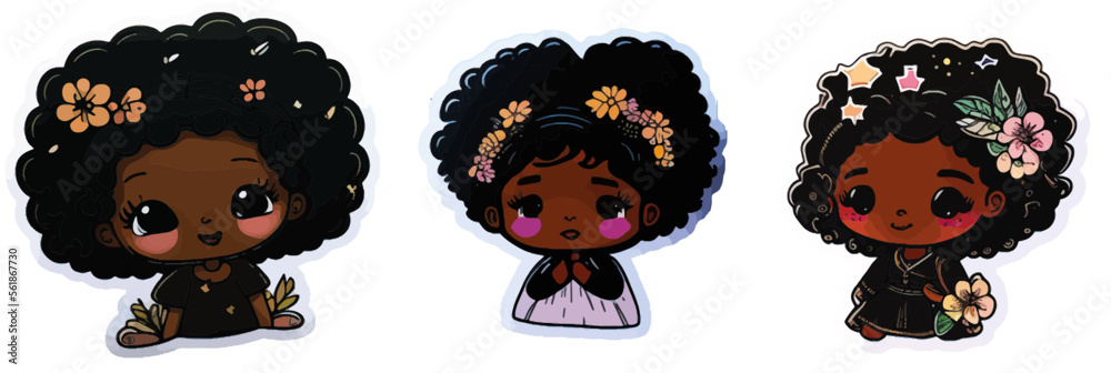 Cartoon, comic, Cute, Kawaii, Character, Bipoc, Logo, Illustration ...