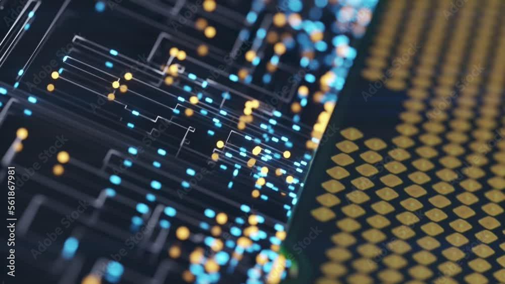 A computer processor with millions of connections and signals ...