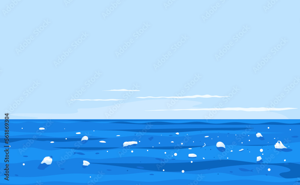 Water polluted of plastic trash, garbage in sea water ecological ...