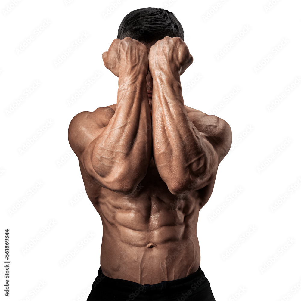 Power Hands in Front of Face. Protects the head and body. Perfect Male ...