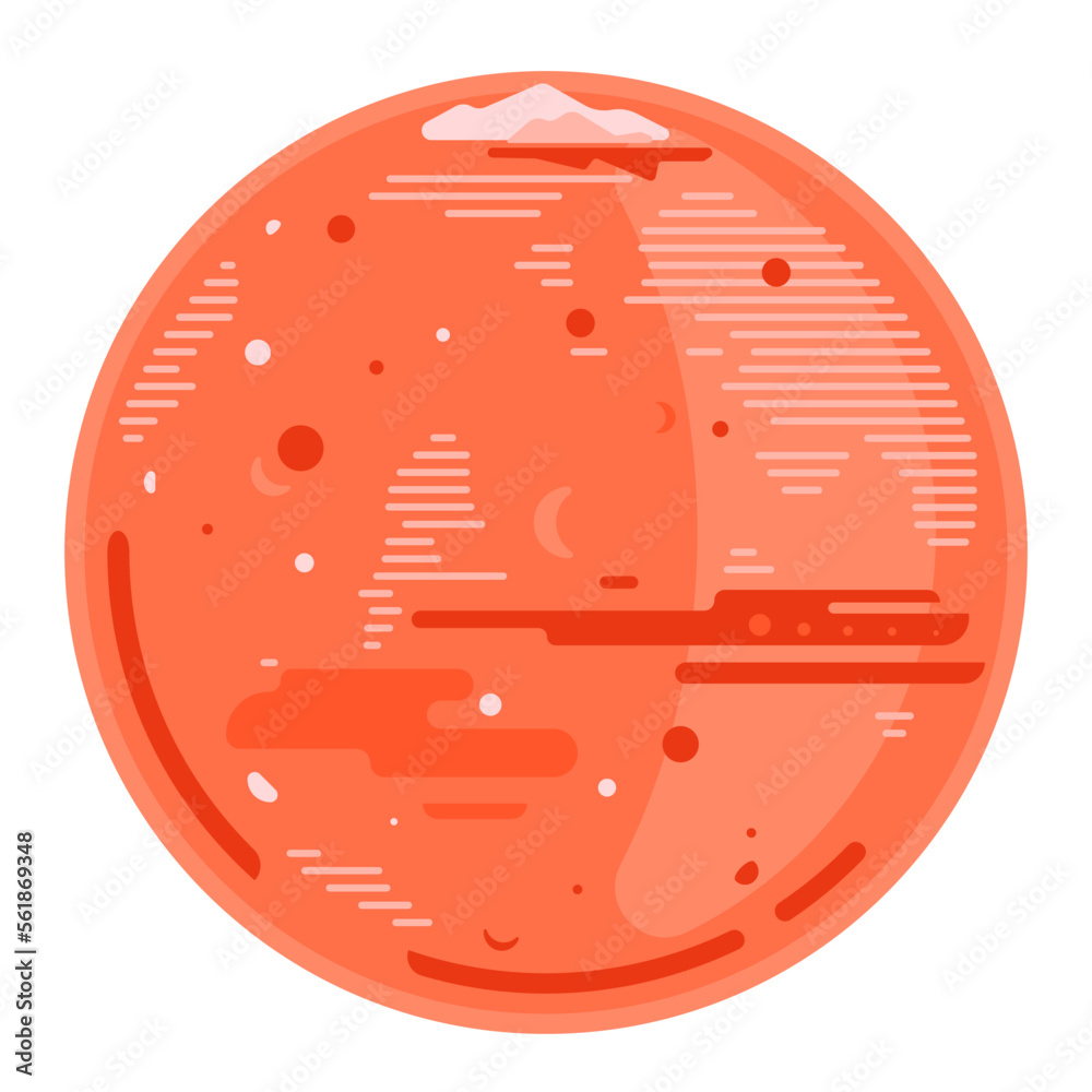 One full red planet Mars in lines stylization, space exploration and ...