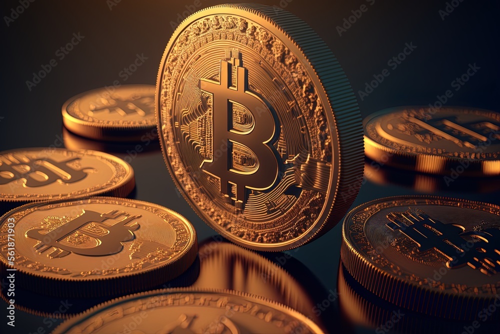 Bitcoin cryptographic money shown as gold coins. The History of ...
