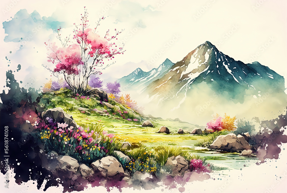 Spring Landscape Drawing