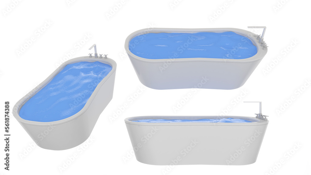 White bathtub standing alone., side and top view,3d rendering Stock ...