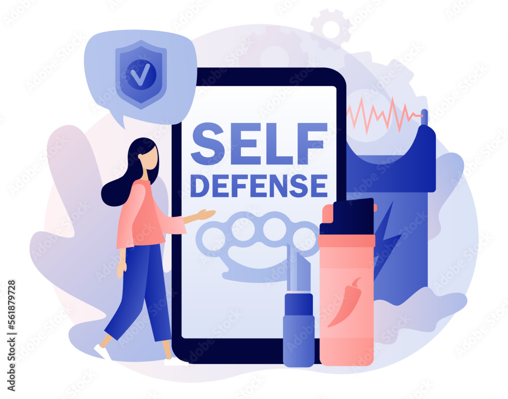 Self defense smartphone app. Electric shock, pepper spray, brass ...