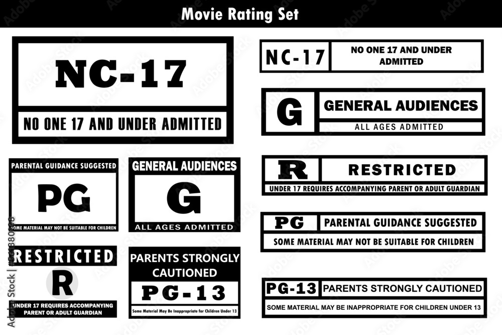 Vector Set Of Movie Rating Signs Age Ratings In Cinema And Films Vector Set Of Movie Rating Signs Age Ratings In Cinema And Films