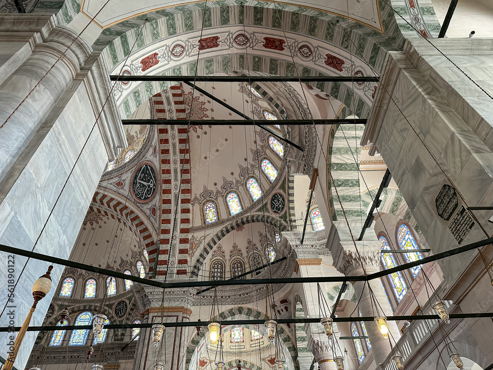 Istanbul, Turkey - 10.01.2023. Fatih mosque in Istanbul. Internal ...