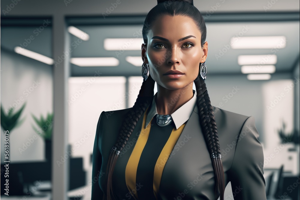 Native American woman in business attire in modern office, diversity in ...