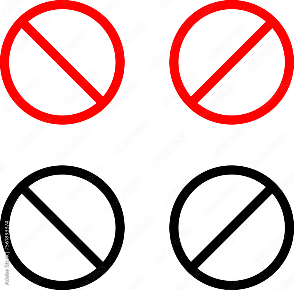 Sign forbidden. Icon symbol ban. Red circle sign stop entry ang slash ...