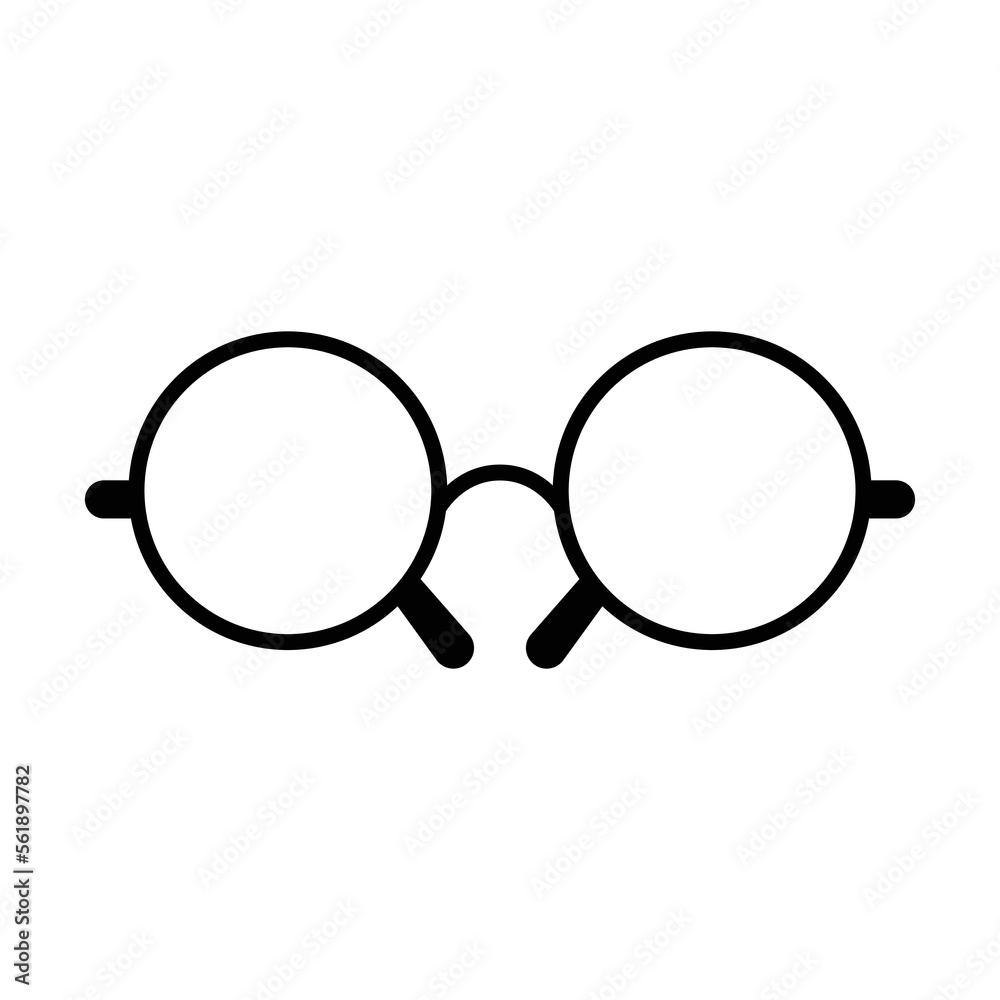 Vector Outline Round Glasses Design Element Isolated on White ...