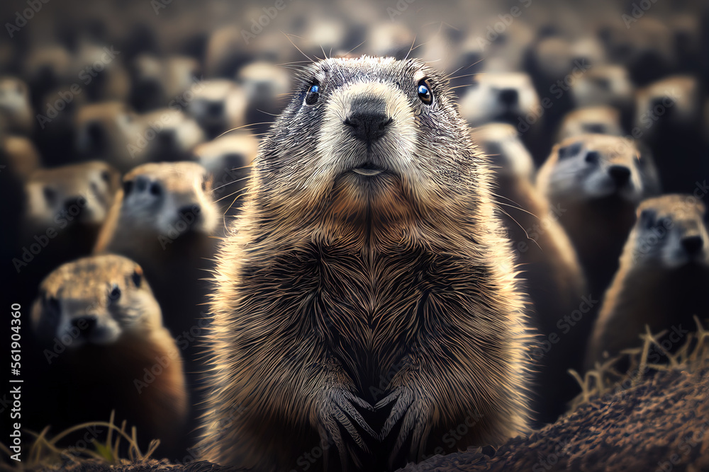 groundhog day. groundhog close-up realistic drawing. Generative AI ...