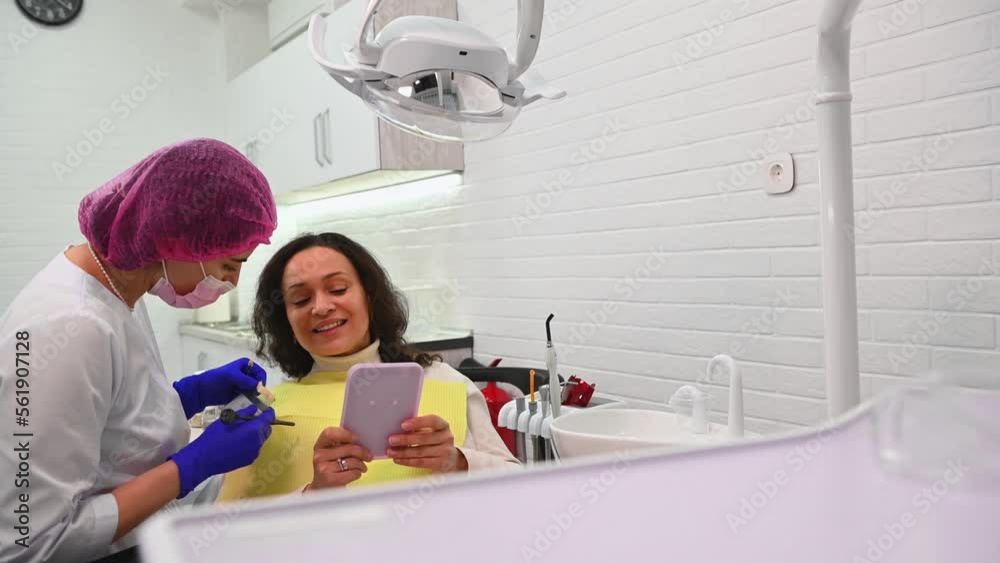 Cosmetic Dentistry. Dentist Office - multi-ethnic female patient ...