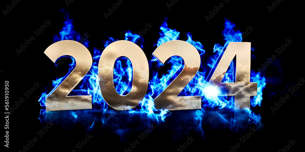 2024 year 3d text text on black, CGI 3d 4K and ai generated. Stock ...