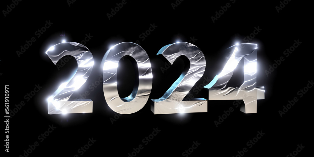 2024 year 3d text text on black, CGI 3d 4K and ai generated. Stock ...