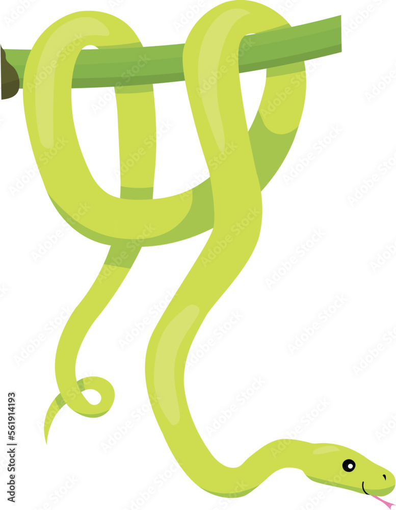 Colorful vector illustration of emerald tree boa snake. Cartoon animal ...